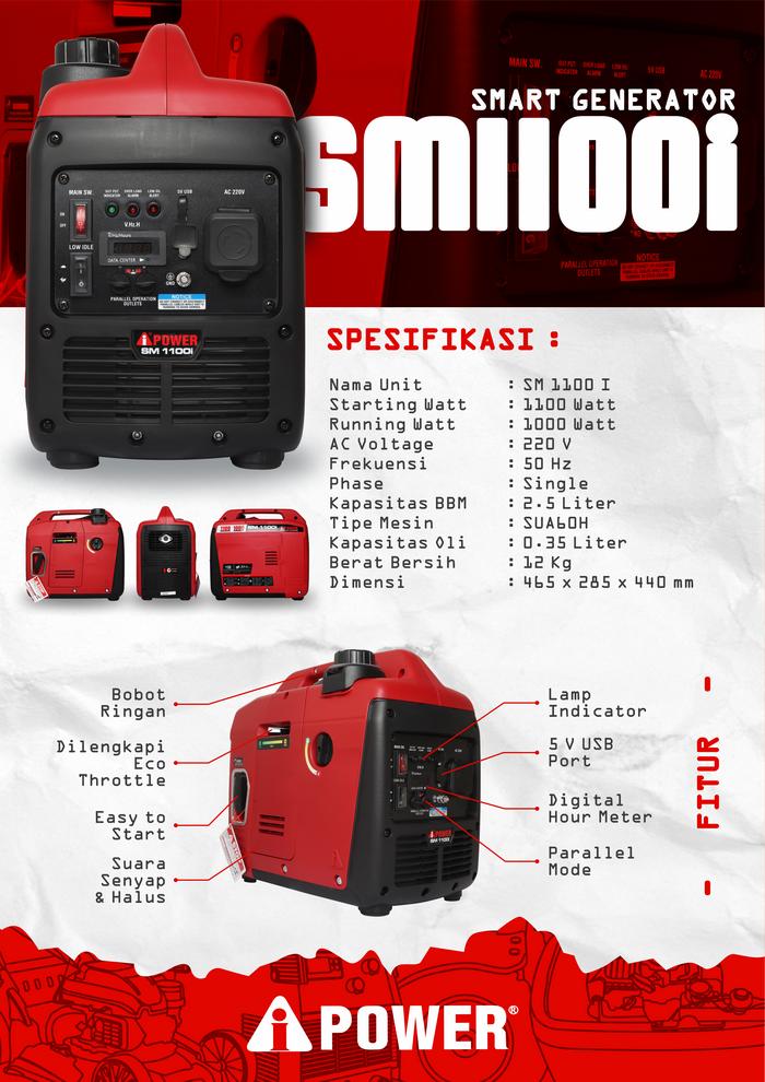 Promo AIPOWER INVERTER GENSET SMART GENSET / SMART GENERATOR SM1100-i ...