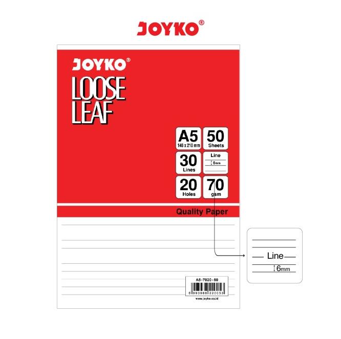 Jual Joyko Refill Loose Leaf A5-7020 50 Sheets/Lembar / Isi Kertas ...