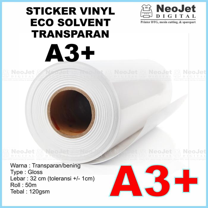 Jual Sticker Vinyl ECO SOLVENT Roll 50 m Transparan Gloss A3 ...