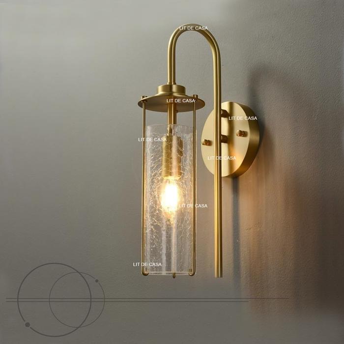 Jual Lampu Dinding Minimalis Kaca Texture Batang Emas Gold D942 ...