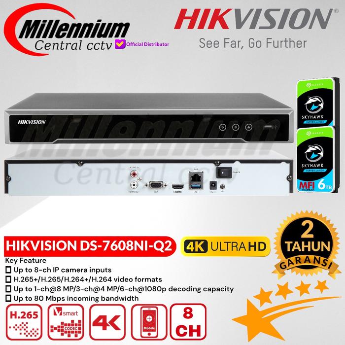 Promo HIKVISION NVR DS-7608NI-Q2 8CH Non POE H.265+ 4K Ultra HD Garansi ...