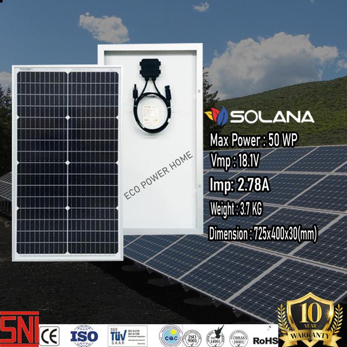Jual SOLAR PANEL SOLAR CELL PV MODUL 50WP MONO CRYSTALLINE - Jakarta ...