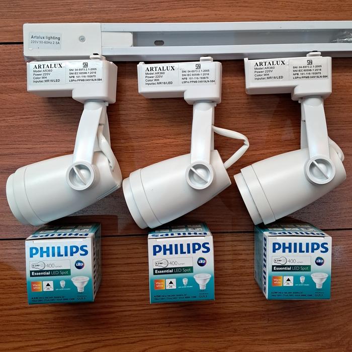 Jual promo Philips LED 4.5w TRACK LIGHT ARTALUX PUTIH ar360 komplit ...