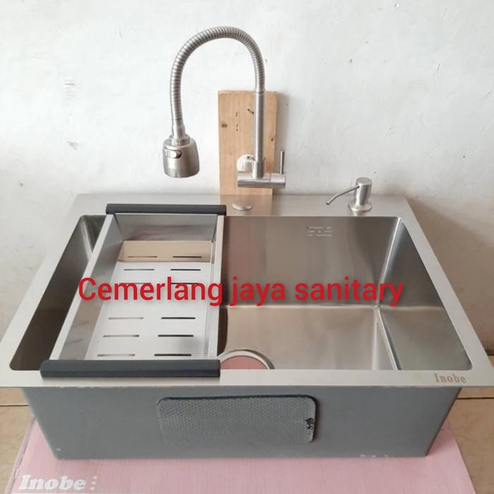 Jual Kitchen Sink Stainless 6045 Paket Komplit/Zink Stainless 6045 ...