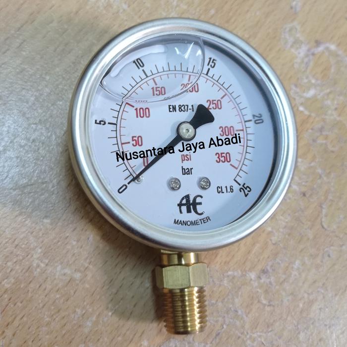 Jual Pressure Gauge Manometer Stainless 4 " inchi 25 Bar 350 Psi AE ...