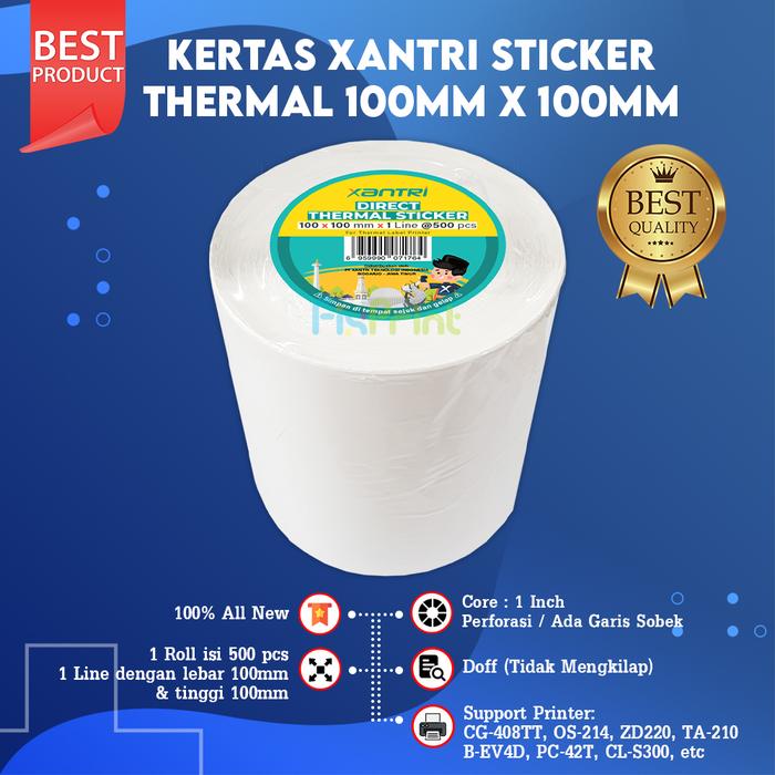 Jual Kertas Sticker Thermal 100mm x 100mm, Label Barcode Direct Resi 1 ...