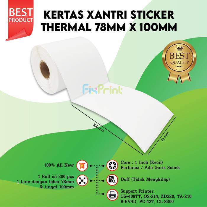 Jual Label Thermal 78x100mm - 78x100 78 x 100 mm (1 LINE) Kertas ...