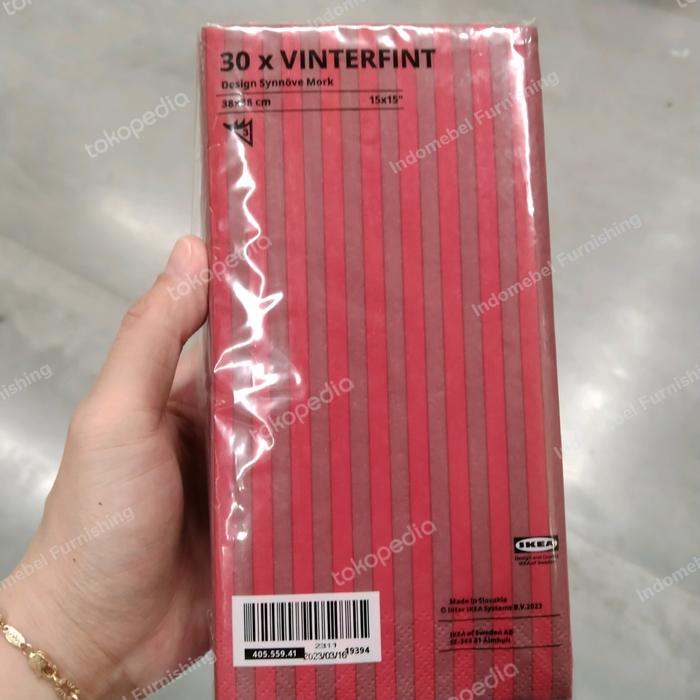 Jual Tisu makan serbet kertas 38 x 38 cm paper napkin merah garis 30pc ...