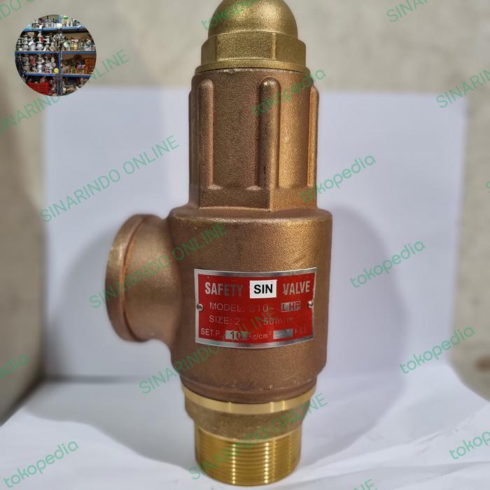 Jual Safety Relief Valve 2" inch Dn 50 Drat Kuningan 10 Bar non handle ...