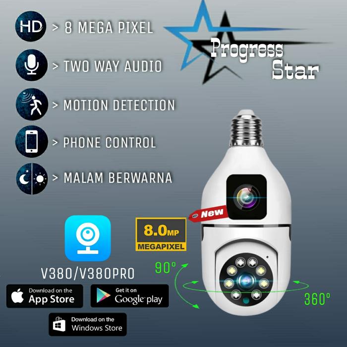 Jual New PTZ Lampu Dual lens 8MP V380 Pro Ip Camera Cctv Speed Dome ...