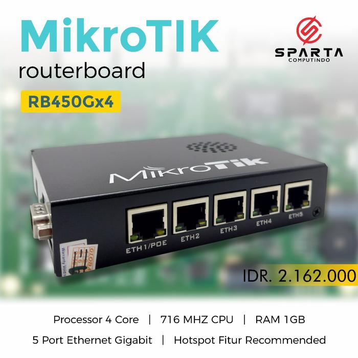 Jual Mikrotik RB450Gx4 Router Indoor 5 Port Gigabite New Termurah ...