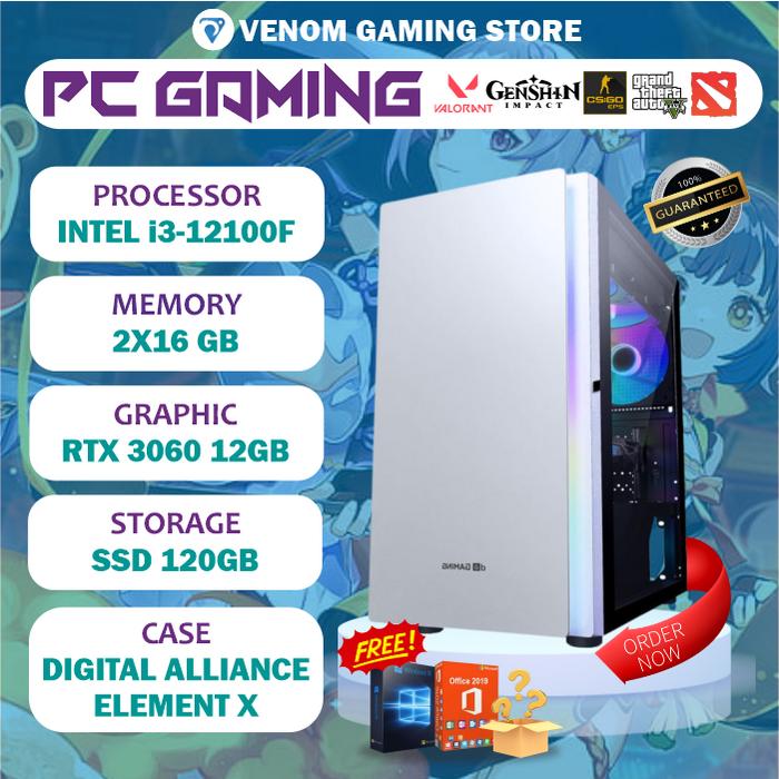 Jual PC Gaming | Intel i3 12100F | RTX 3060 12GB | 32GB RAM | SSD ...