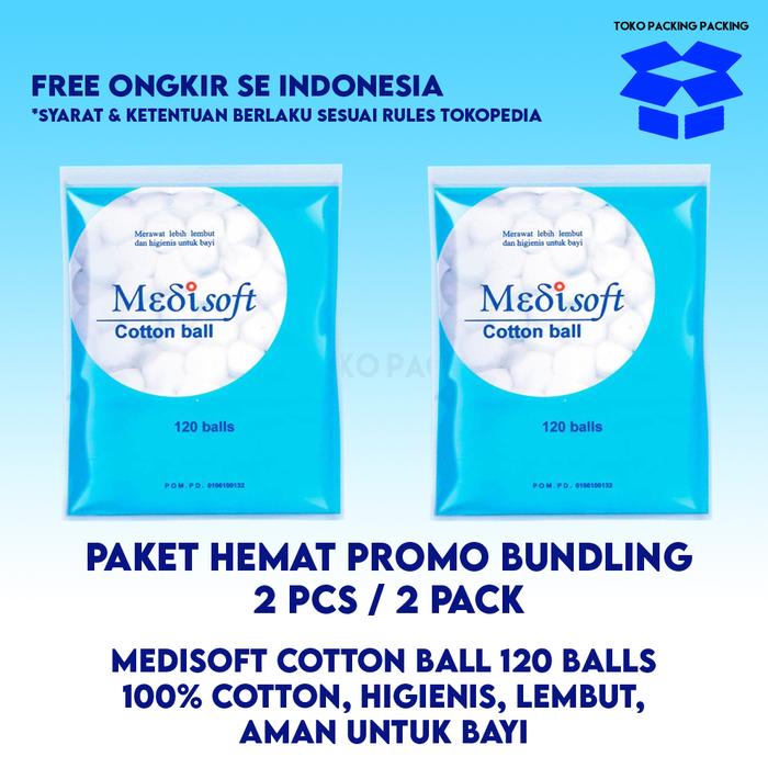Jual [Promo Bundling] MEDISOFT Cotton Ball - isi 120 bola kapas x 2 pcs ...
