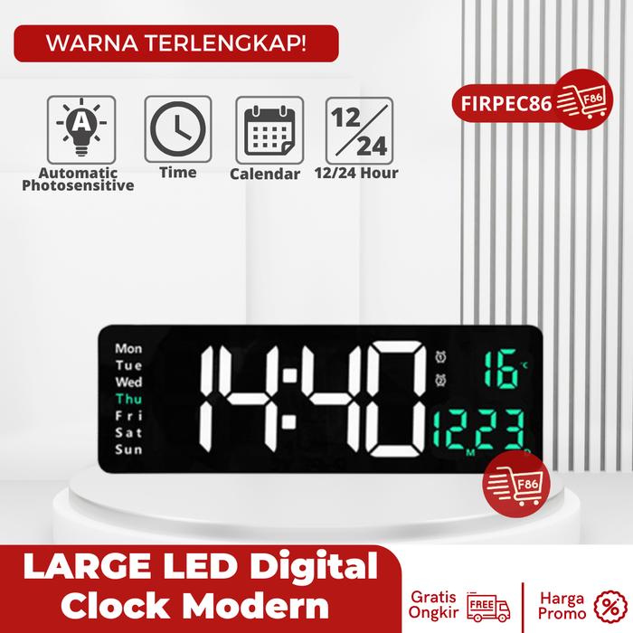 Promo Jam Dinding Digital LED Layar Besar dan Remote Control Dekorasi ...