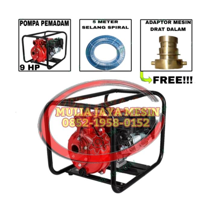 Jual POMPA PEMADAM TEKANAN TINGGI 9 HP ||SELANG SPIRAL 5 METER ...