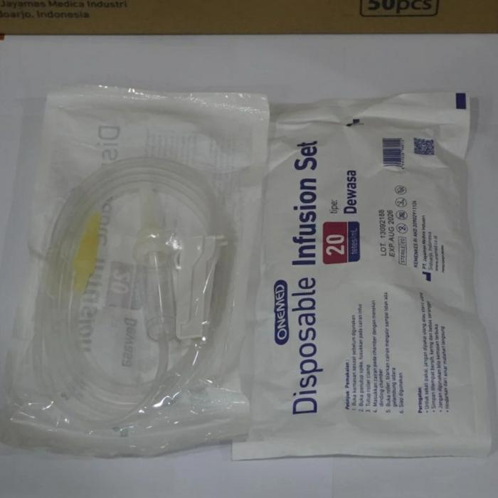 Jual Infusion Set Dewasa OneMed/Selang Infuse Set OneMed Per Box Isi 50 ...
