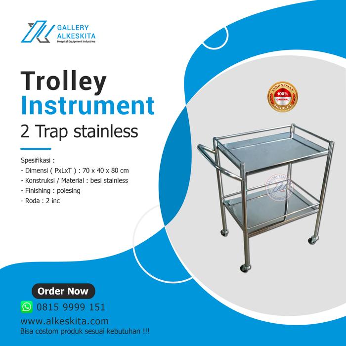 Jual instrument trolley troli medis troli tindakan medis 2 susun ...