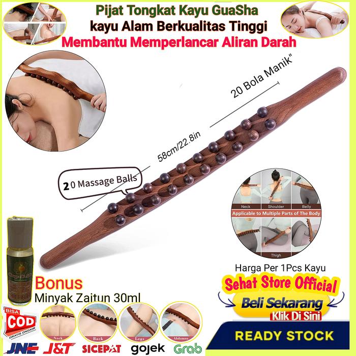 Promo Tongkat Pijat Kayu Gua Sha Alat Terapi Punggung Badan Perut Paha ...