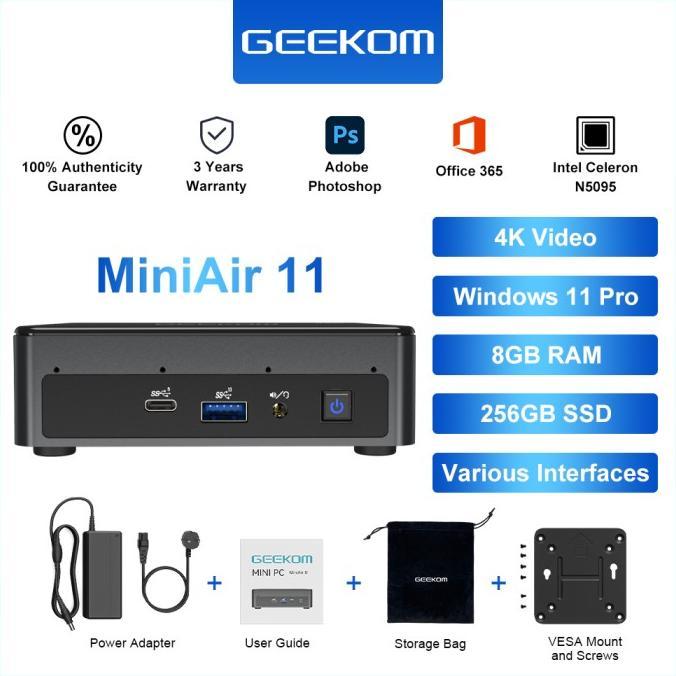 Jual Asli Mini PC GEEKOM Miniair11 G/25GB SSD Intel N505 Windows 11 Pro ...