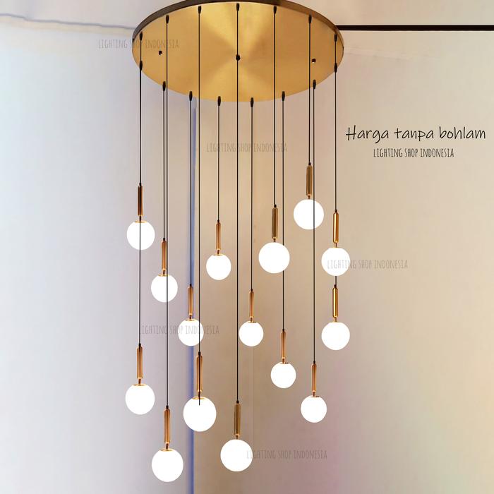 Jual Lampu gantung void tangga 15in1 ruang tamu modern body gold minimalis - Jakarta Pusat ...