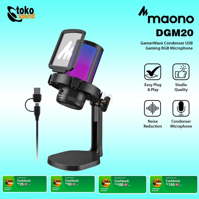 Jual Maono DGM20 - GamerWave Condenser USB Gaming RGB Microphone ...