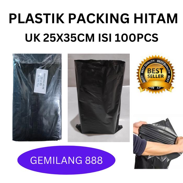 Jual HD packing Hitam tebal uk 25x35, Plastik packing tanpa plong ...
