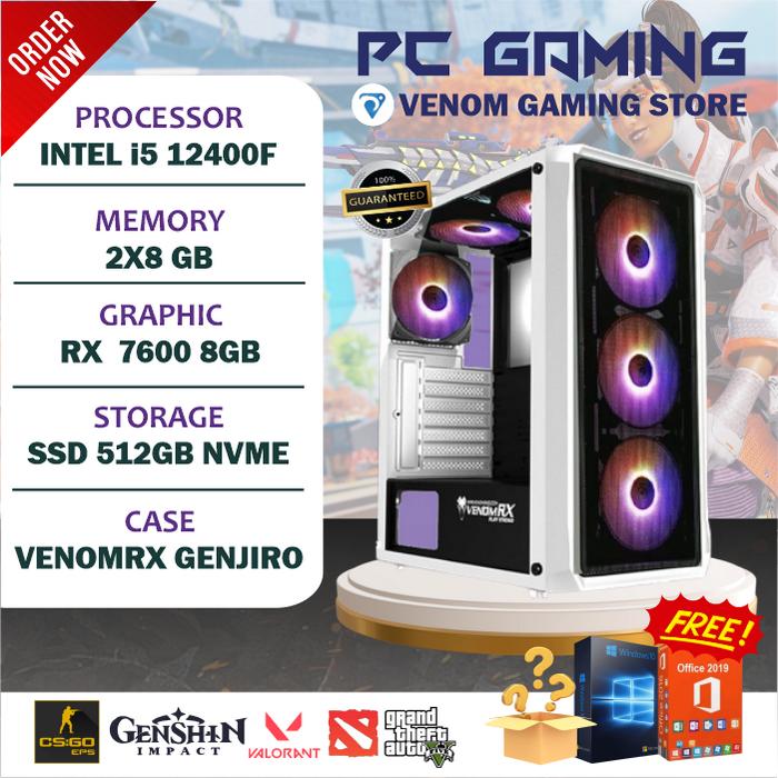 Jual PC Gaming | Intel i5 12400F | RX 7600 8GB | NVME 512GB | 16GB RAM ...