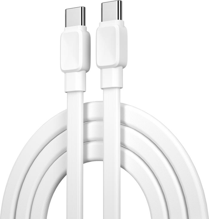 Jual Kabel Data Fast Charging Flat Cable Quick Charge C to C PD White ...