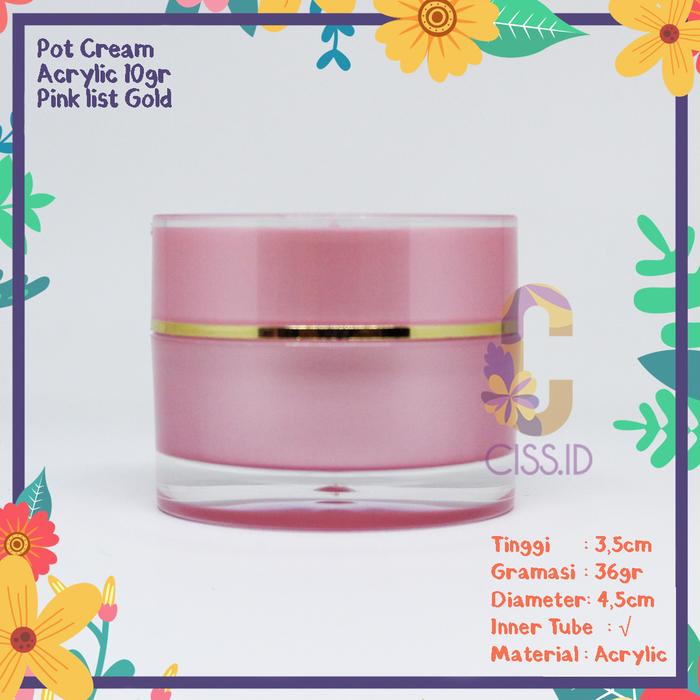 Jual POT CREAM ACRYLIC 10GR PINK LIST GOLD IMPORT AKRILIK BULAT ...