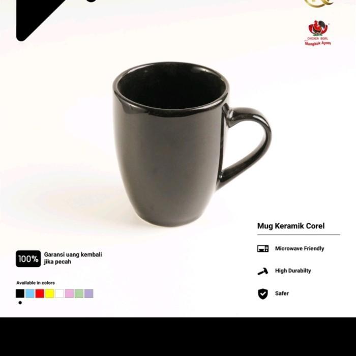 Jual Mug Hitam Corel Cangkir Gelas Gagang Keramik Porselen Teh Kopi ...