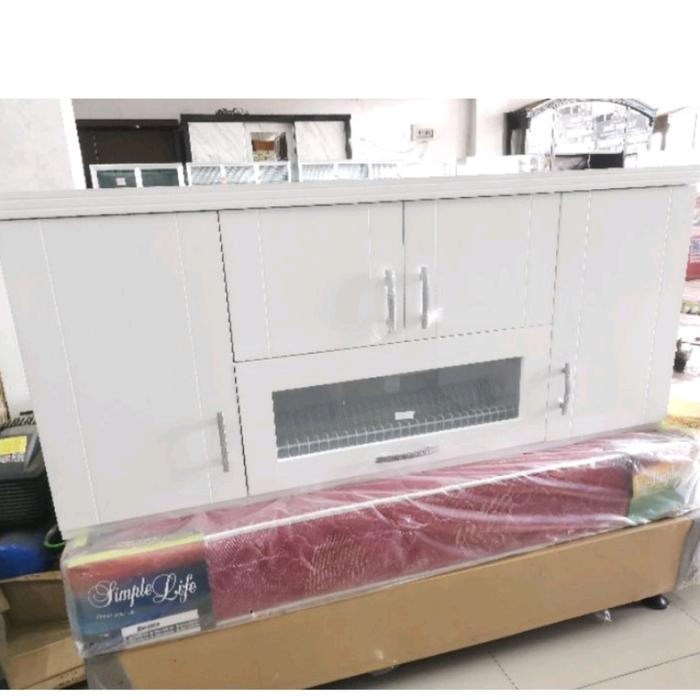 Jual kitchen set atas lemari dapur atas kayu duco 4 pintu putih full ...