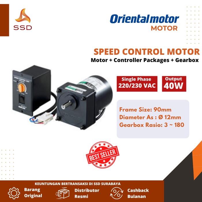 Jual Oriental Motor 40W Speed Control Single Phase 200/230VAC US540-402E2 - Motor+5GN30KF - Kota ...