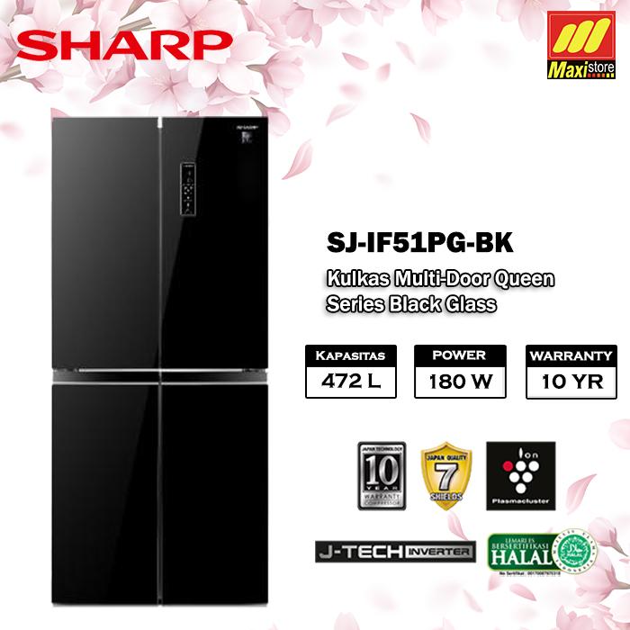 Jual SHARP SJ-IF51PG-CG/BK Kulkas [472 L] New Queen Series 2021 ...