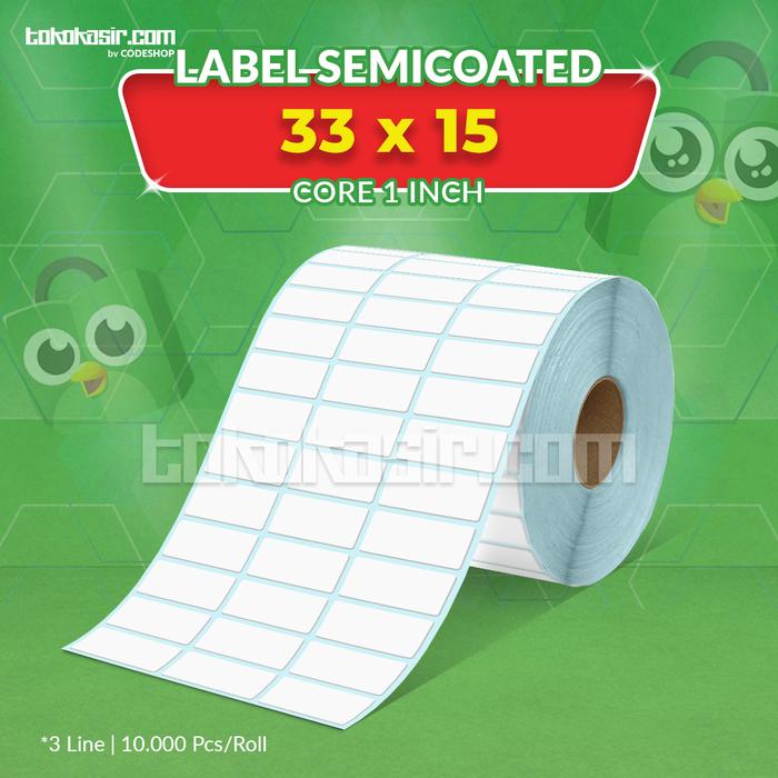 Jual LABEL BARCODE 33 X 15 (3 LINE) KERTAS STICKER LABEL SEMICOATED ...