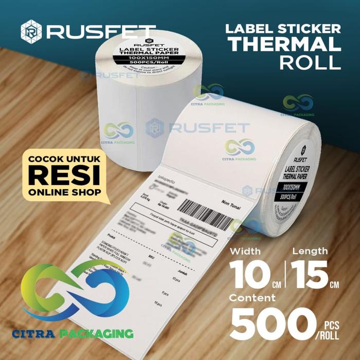 Jual KERTAS LABEL STICKER THERMAL ROLL ISI MESIN PRINT RESI 10 CM x 15 ...