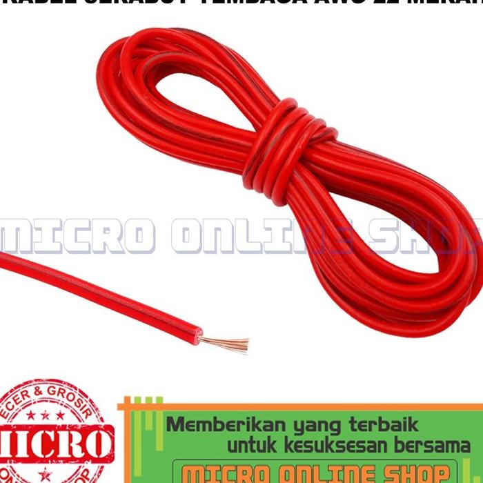 Jual WOW PAKET 3 METER KABEL SERABUT AWG-22 MERAH / KABEL KELISTRIKAN ...