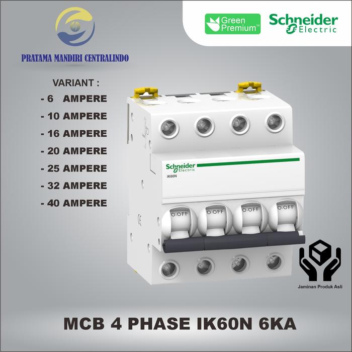 Jual MCB iK60N 4 PHASE 6kA SCHNEIDER 4 POLE 4P - 6A/10A/16A/20A/25A/32A/40A - 6A - Jakarta Barat ...