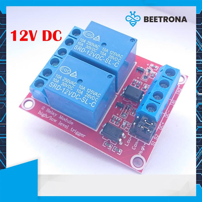 Jual Relay Module 2 Channel 12V High Low Trigger Optocoupler Protection ...
