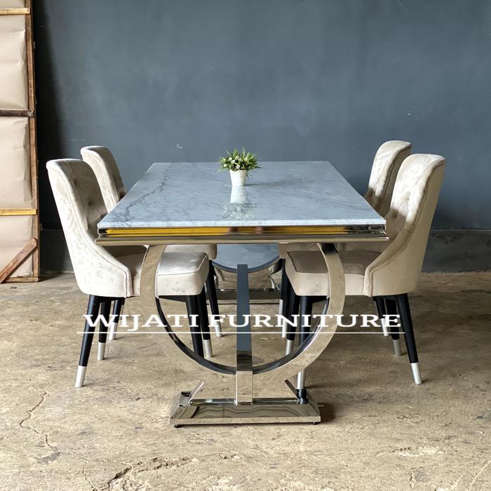 Jual Set Meja Makan Marmer Stainless - Dining Table Set 6 Kursi - Kab ...