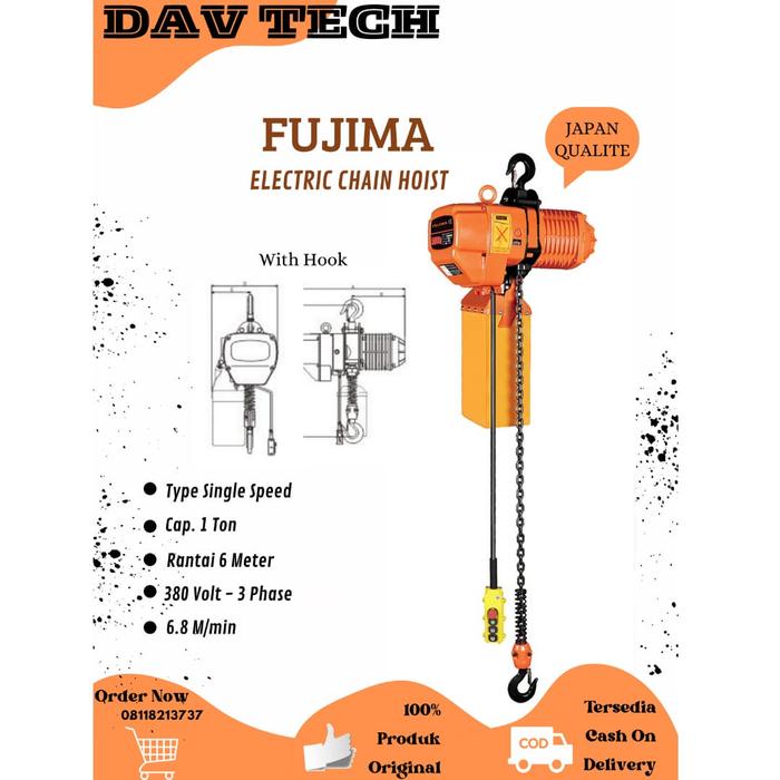 Jual ELECTRIC CHAIN HOIST 1 TON X 6 METER FUJIMA JAPAN - UP DOWN - Jakarta Barat - Dav Tech ...