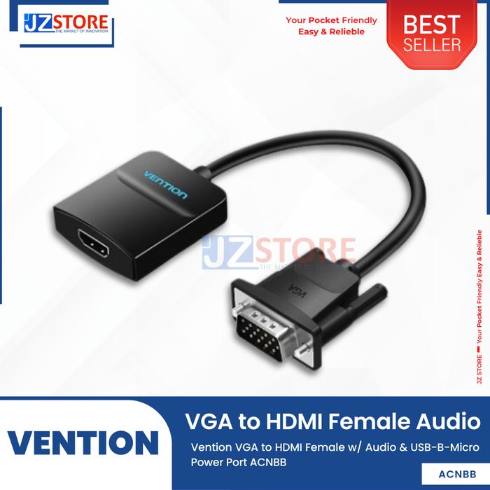 Jual Vention VGA to HDMI Female w/ Audio & USB-B-Micro Power Port ACNBB ...