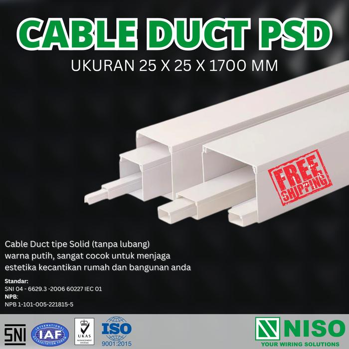Jual NISO KABEL DUCT 25 X 25 1.7 Meter /TRUNKING 25X25 DAK WIRING PROTEKTOR - Kab. Badung - Alat ...