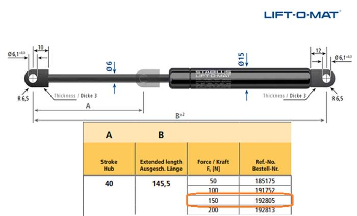 Jual STABILUS 192805 150NEWTON LIFT O MAT - Kab. Bogor - Stabilus ...