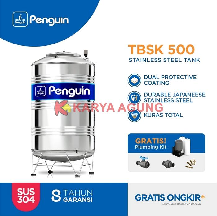 Jual Tangki Air PENGUIN Stainless TBSK 500 Toren 500L Tandon 500 Liter ...