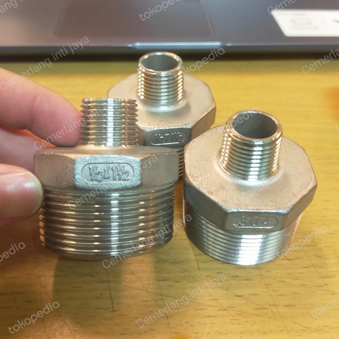 Jual Hex Nepel / Doubel Nepel Reducer Stainless SS 304 1-1/2 x 1/2 inch ...