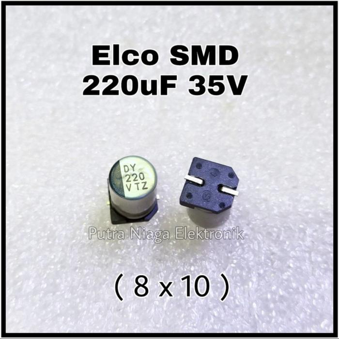 Jual Elco SMD 220uF 35V Alumunium 220 uF 35Volt Aluminum Kapasitor 8x10 mm - Harga 10pcs - Kota ...