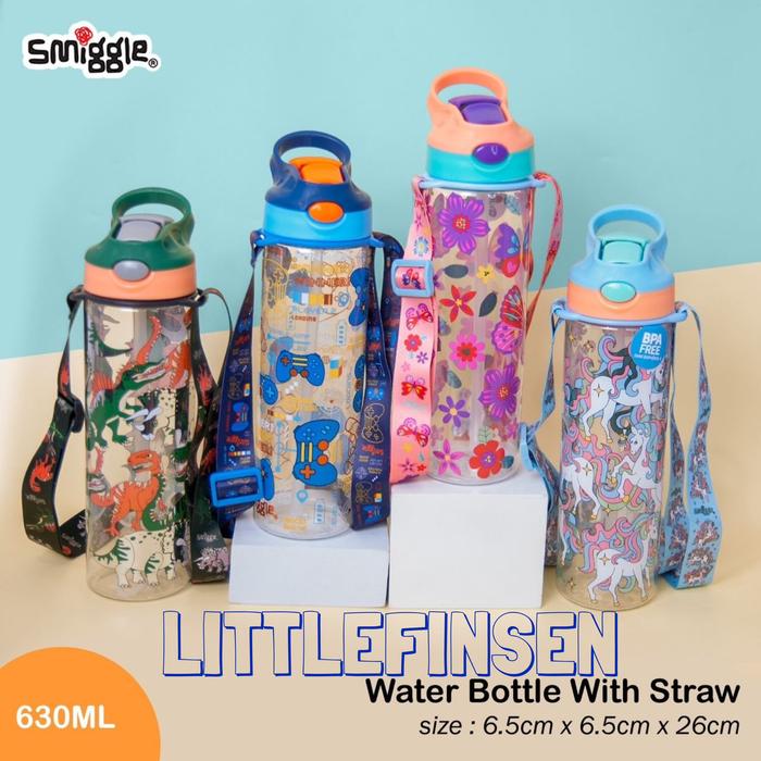 Jual smiggle botol air minum anak sedotan silicon 630 ml tali panjang ...