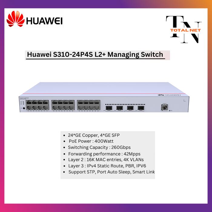 Jual Huawei S310-24P4S CloudEngine Switch L2+ Managing Switch - Jakarta Pusat - Total Net ...