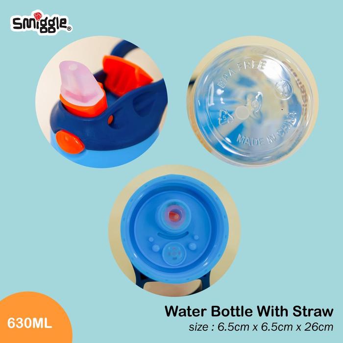 Jual smiggle botol air minum anak sedotan silicon 630 ml tali panjang ...