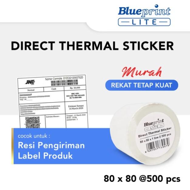 Jual Direct Thermal Sticker Label BLUEPRINT Lite 80x80 mm 500Pcs - Kota ...